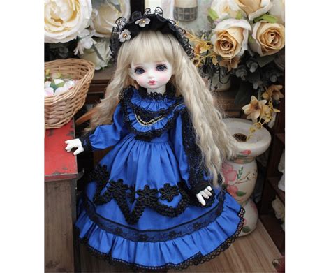 Blue Bjd Dress Full Set Bjd Doll Clothes Sd Dress And Headdress Set For 13 14 16 Bjd Blythe