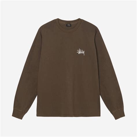 스투시 베이직 스투시 피그먼트 다이드 롱슬리브 티셔츠 커피 2022 Stussy Kream