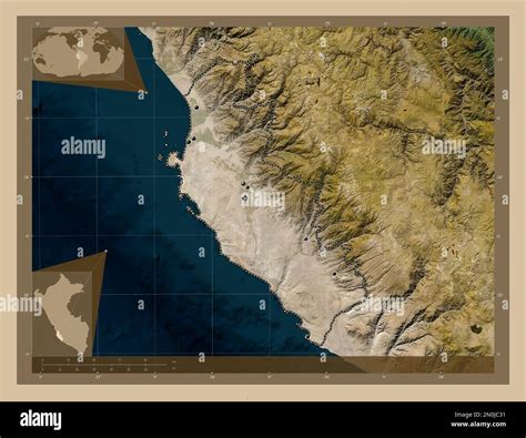Ica Region Of Peru Low Resolution Satellite Map Locations Of Major