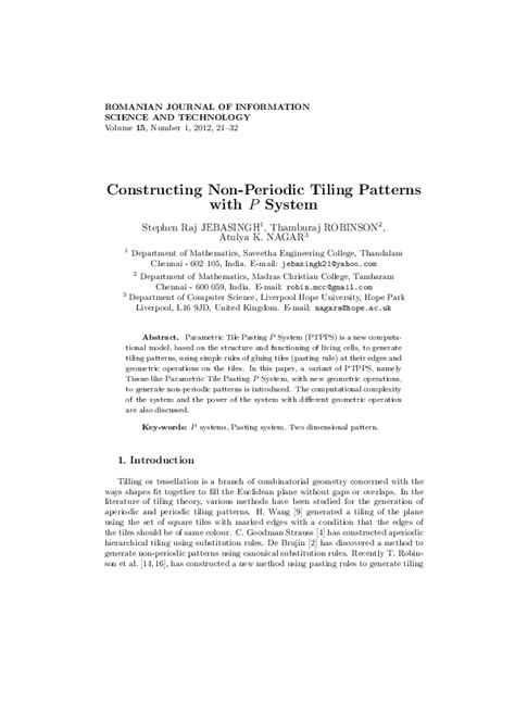 Pdf Constructing Non Periodic Tiling Patterns With P System