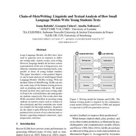 Chain-of-MetaWriting: Linguistic and Textual Analysis of How Small Language Models Write Young ...