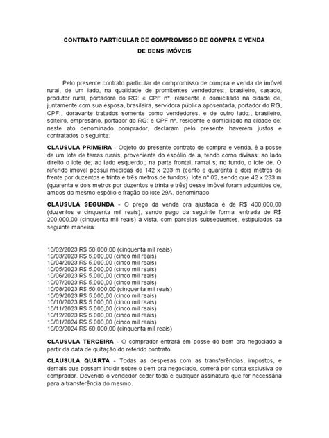 Contrato Particular De Compromisso De Compra E Venda Pdf