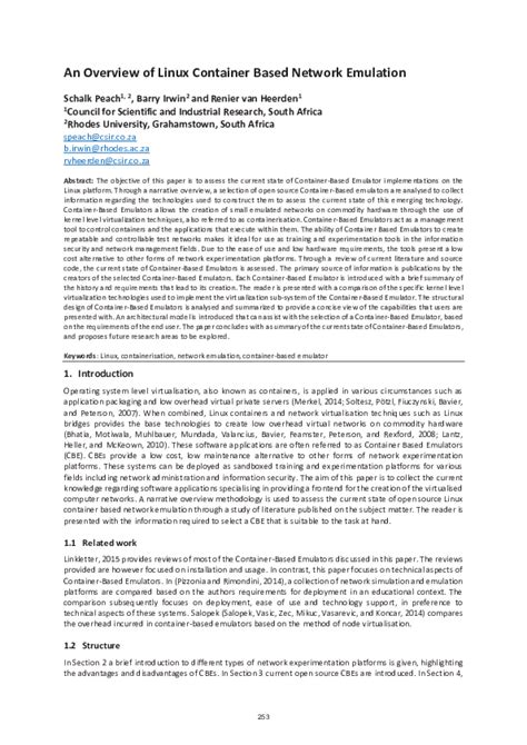 pdf an overview of linux container based network emulation