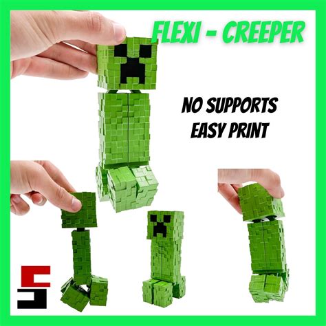 Minecraft Flexi Creeper Articulated Print In Place Creeper 3d Model 3d Printable Cgtrader