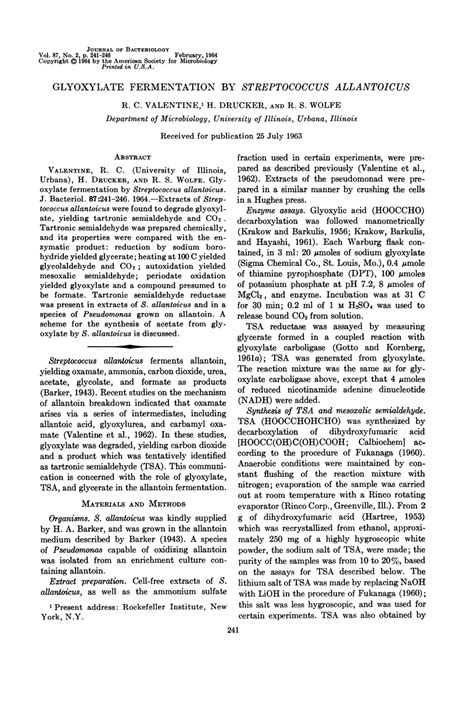 Glyoxylate Fermentation By Streptococcus Allantoicus Pmc