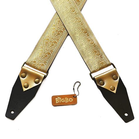 Golden Guitar Strap With Pick Holder Premium Guitar Strap Electric