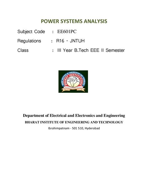 power systems analysis docsity