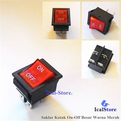 Jual Saklar Switch Kotak ON OFF Besar 4 Pin Kaki Lampu Merah Shopee