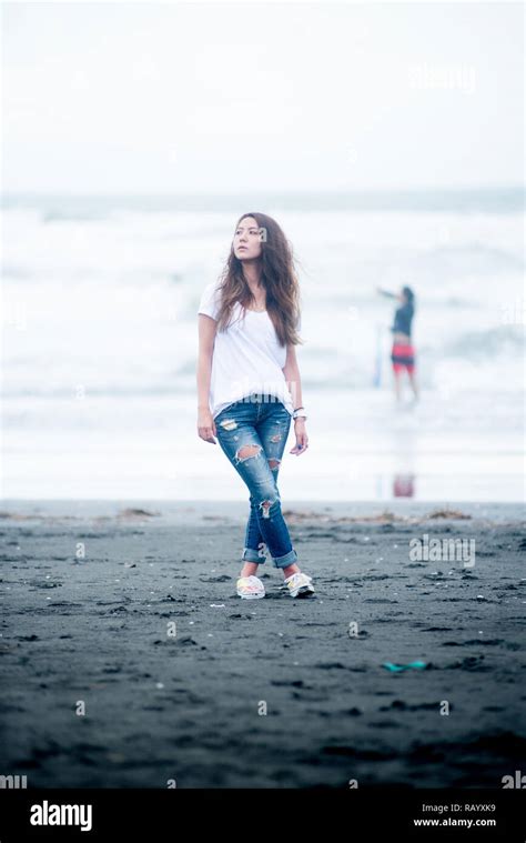 Asian Female Model Poses For Pictures On The Street Stock Photo Alamy
