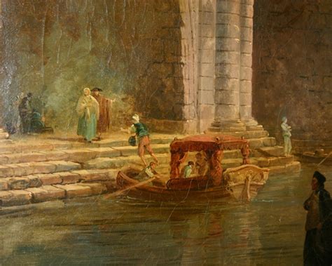 Hubert Robert Caprice Architectural Avec Un Pont Sur Un Canal