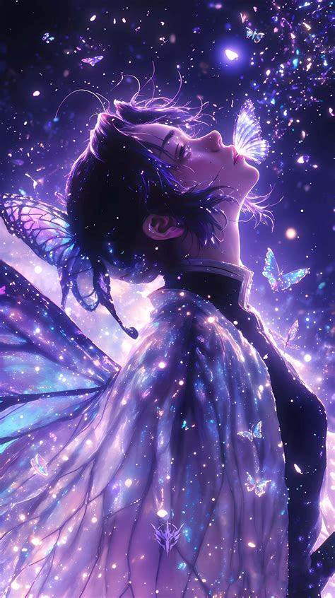 تحميل خلفيات شينوبو Kochou العمل الفني Kimetsu لا Yaiba شيطان هنتر المانجا كيمونو الفراشات