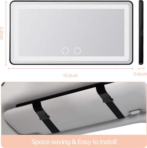 Espejo Led Para Visera De Automóvil Espejo De Tocador Recargable Con 3