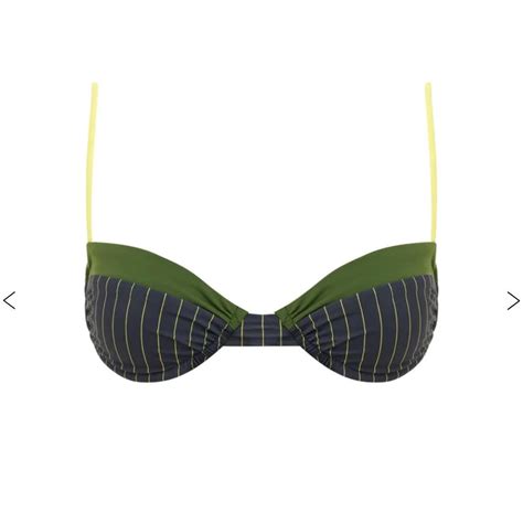 With Jean Pinstripe Bikini Set Top And Bottoms Depop