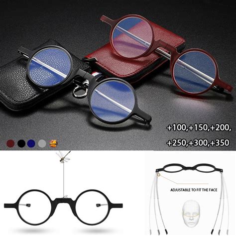 Anti Blu Ray Antenna Folding Retro Reading Glasses Keychain Hd Reading