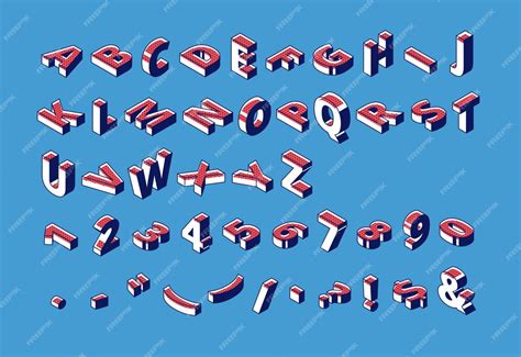 아이소 메트릭 알파벳 Abc 숫자 및 문장 부호 무료 벡터