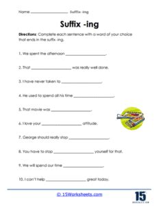 Suffix Ing Worksheets Participle Practice 15 Worksheets Com
