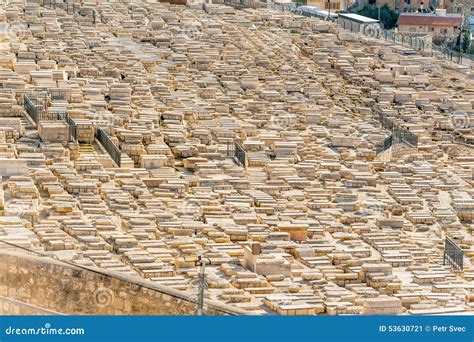 Mount Of Olives Jewish Cemetery And Jerusalem Old City Cityscape