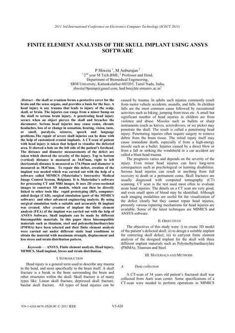 Pdf Finite Element Analysis Of The Skull Implant Using Ansys Software
