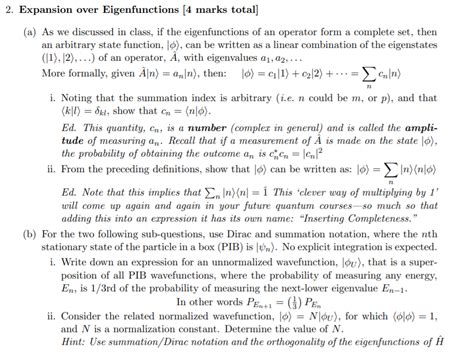 Solved 2 Expansion Over Eigenfunctions 4 Marks Total A