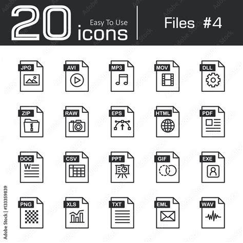 Files Icon Set Avi Mp Mov Dll Zip Raw Eps Html