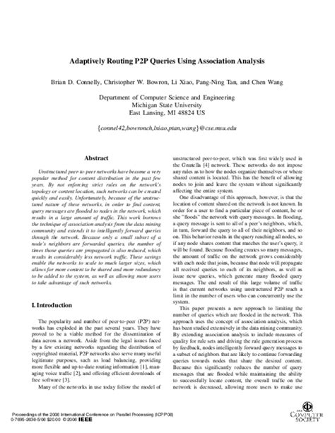 pdf adaptively routing p2p queries using association analysis