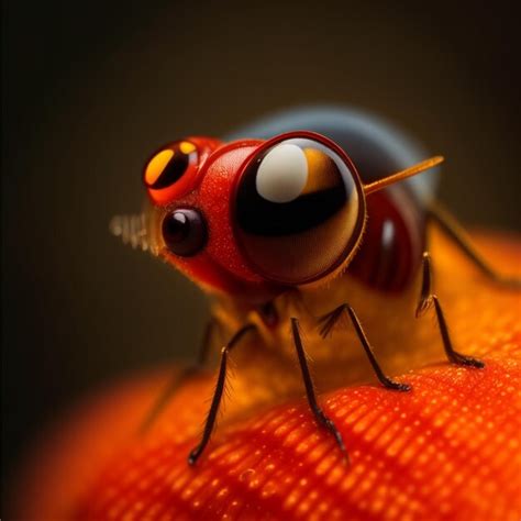 Premium Photo Small Yellow Red Fly Scorpion Close Up In Focus At Midnight