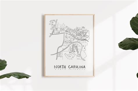 North Carolina State University Campus Map Print By Aleisha