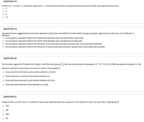 Solved QUESTION 18 In RSA If P 3 And Q 5 And Public Chegg