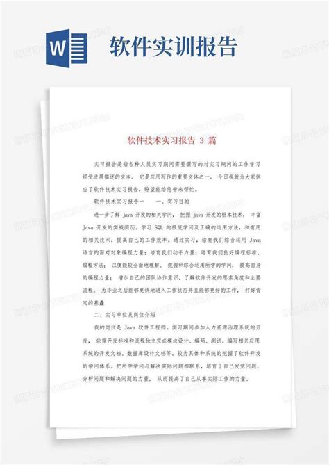 软件技术实习报告3篇Word模板下载 编号ldgweovm 熊猫办公