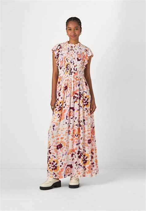 Yas Yastiera Long Dress Maxi Jurk Cream Pinkdonkerroze Zalandobe
