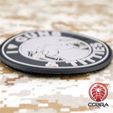 I Love Guns And Titties Gray Pvc Patch With Hook And Loop Airsoft