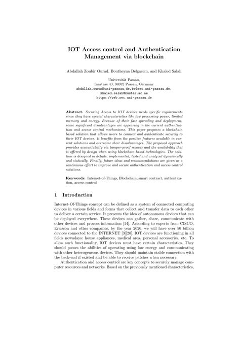 Pdf Iot Access Control And Authentication Management Via Blockchain