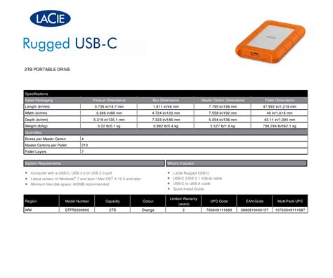 Lacie Rugged Usb C 2tb Usb 3 1 Type C Mobile Porta Stfr2000800