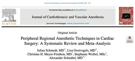 Journal Of Cardiothoracic And Vascular Anesthesia Posted On Linkedin