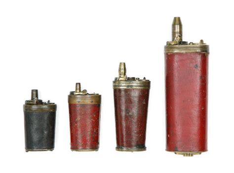 Bonhams A Red Leather Covered Three Way Powder Flask For Flintlock