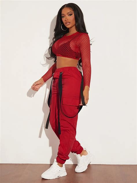 Mesh Top And Flap Pocket Cargo Pants Comfy Cargo Pants