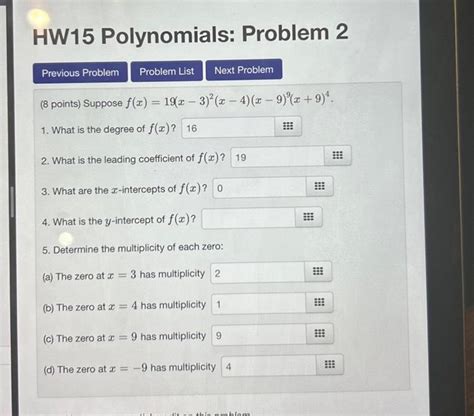 Solved Hw15 Polynomials Problem 2 8 Points Suppose