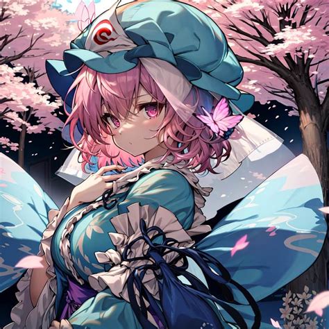 东方の西行寺幽々子様插画师ちてな的ai绘图（东方project）插画图片 Bobopic