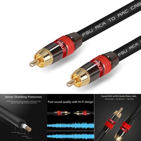 Digital Audio Rca Cable Premium Stereo Rca To Rca Coaxial Spdif Cable Male Speaker Hifi