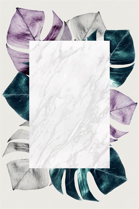 Premium Vector Rectangle Frame On Metallic Split Leaf Pattern Background