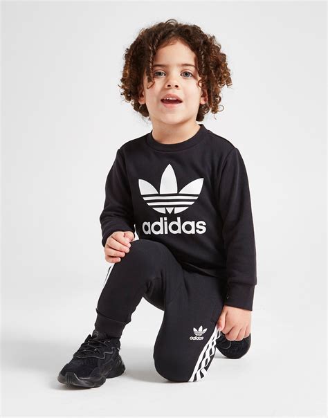 Black Adidas Originals Trefoil Logo Crew Tracksuit Infant Jd Sports