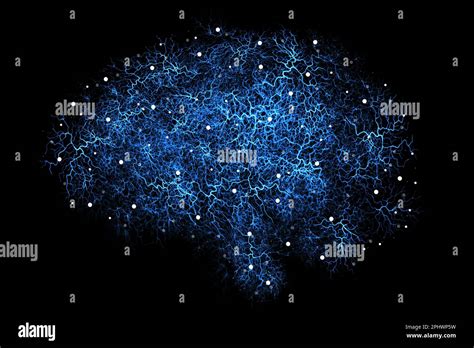 Brain Neural Pathway Artificial Rendering And Digital Graphic Of