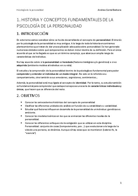 Tema 1 Historia Y Conceptos Fundamentales De La Psicologia De La