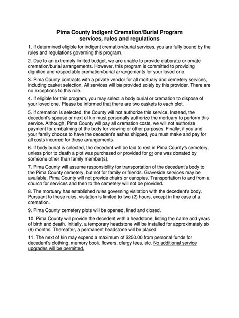 Fillable Online Pima County Indigent Cremation Burial Program Fax Email Print Pdffiller