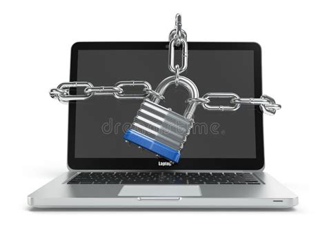 Computer Security Or Safety Concept Laptop Keyboard With Lock A Stock Illustration