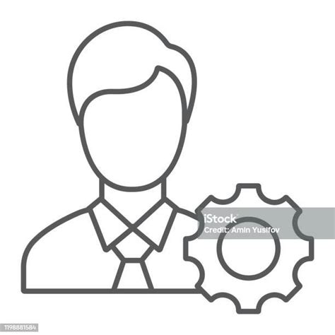 商業倫理細線圖示商業和道德人與齒輪標誌向量圖形白色背景上的線性圖案eps 10向量圖形及更多10號圖片 10號 互聯網 企業 Istock