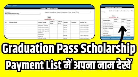 Graduation Pass Scholarship Payment List How To Check Their Name
