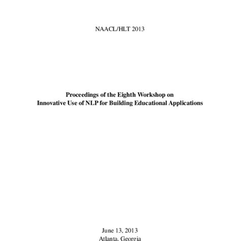 Proceedings Of The Eighth Workshop On Innovative Use Of Nlp For Building Educational