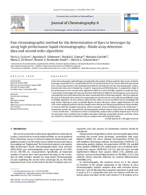 Pdf Fast Chromatographic Method For The Determination Of Dyes In Beverages By Using High