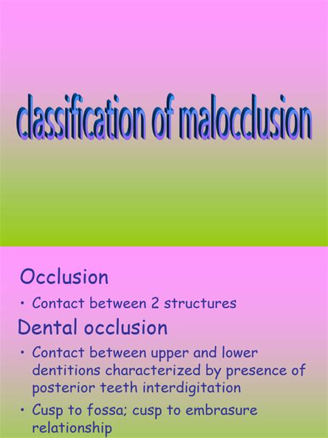 Classification Of Malocclusion Systems Pdf Dentistry Branches